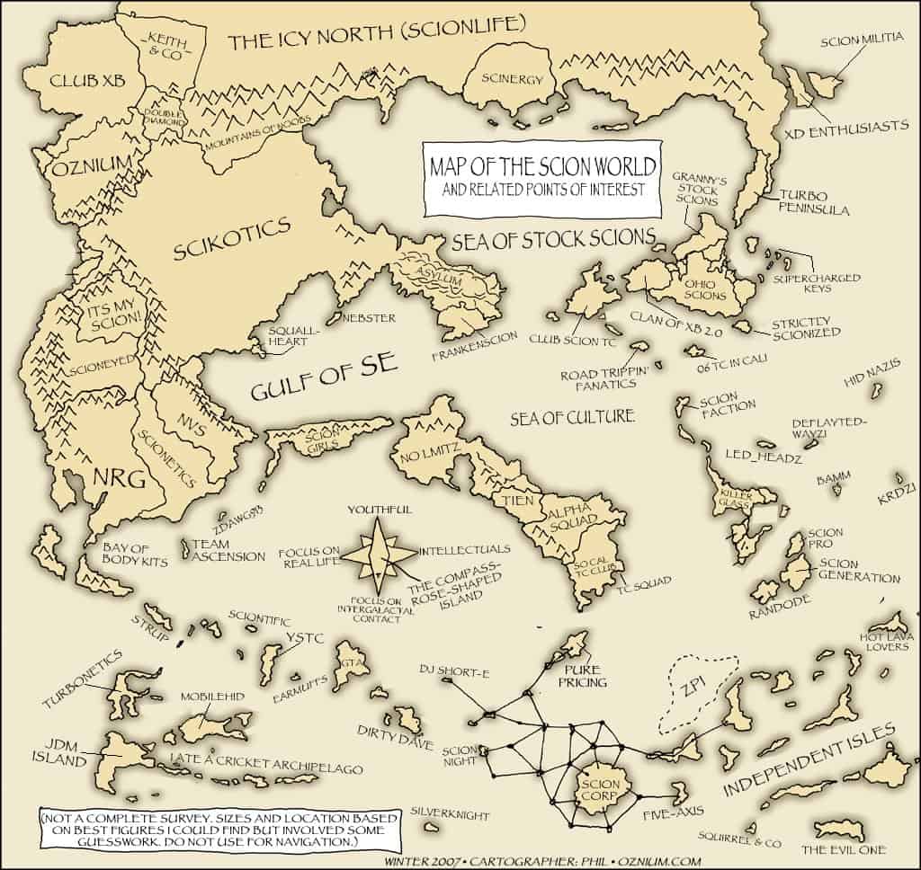 Map of the Scion community | Scion xB Forum